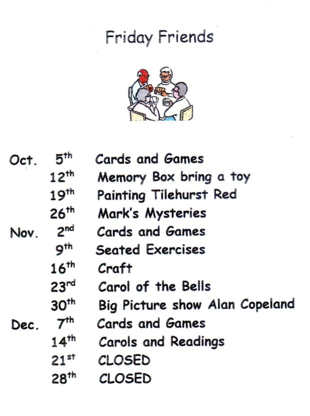 Friday Friends Programme – October to December ’18 – St Catherine's