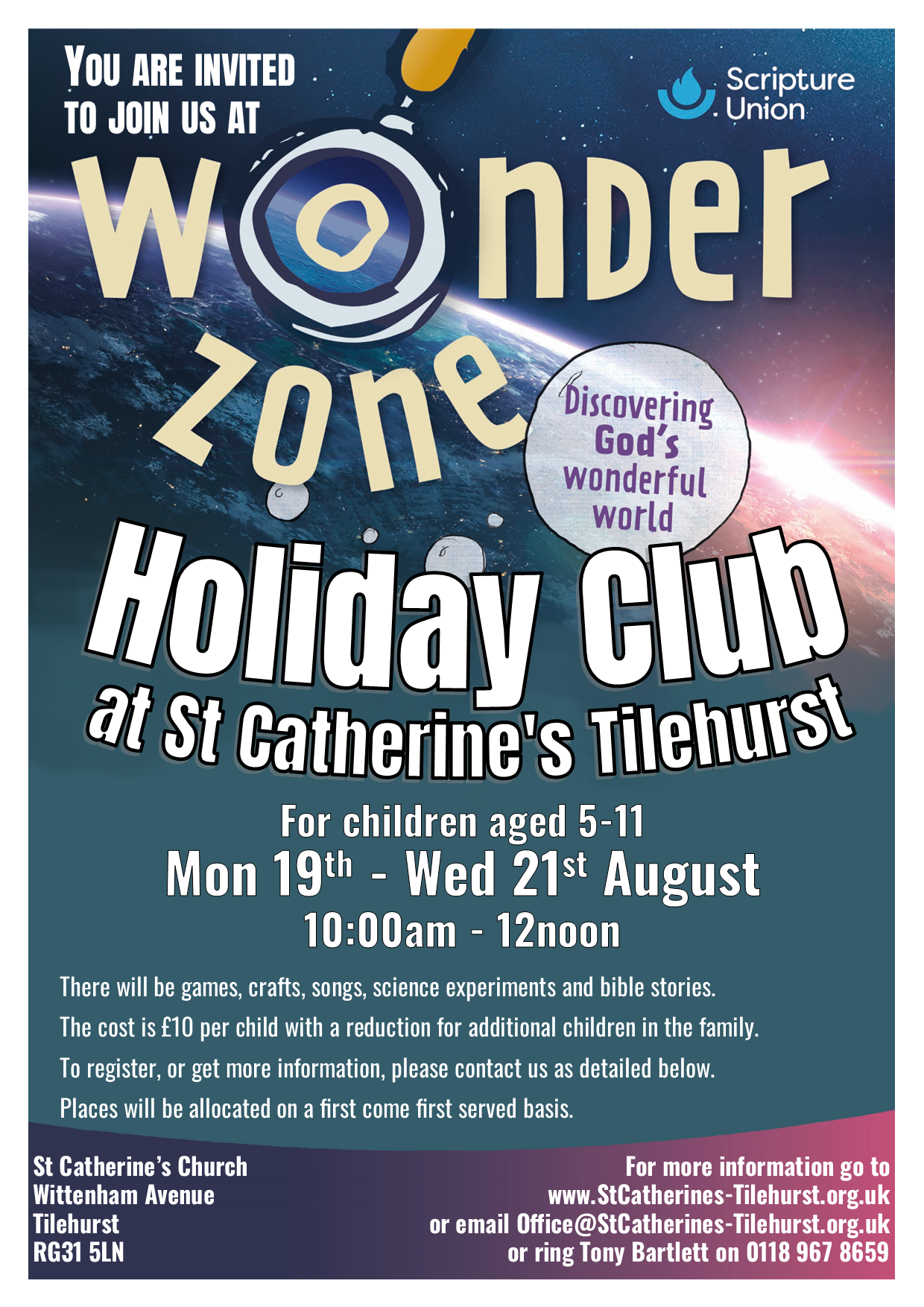 Wonder Zone Holiday Club – Three weeks to go ! – St Catherine's