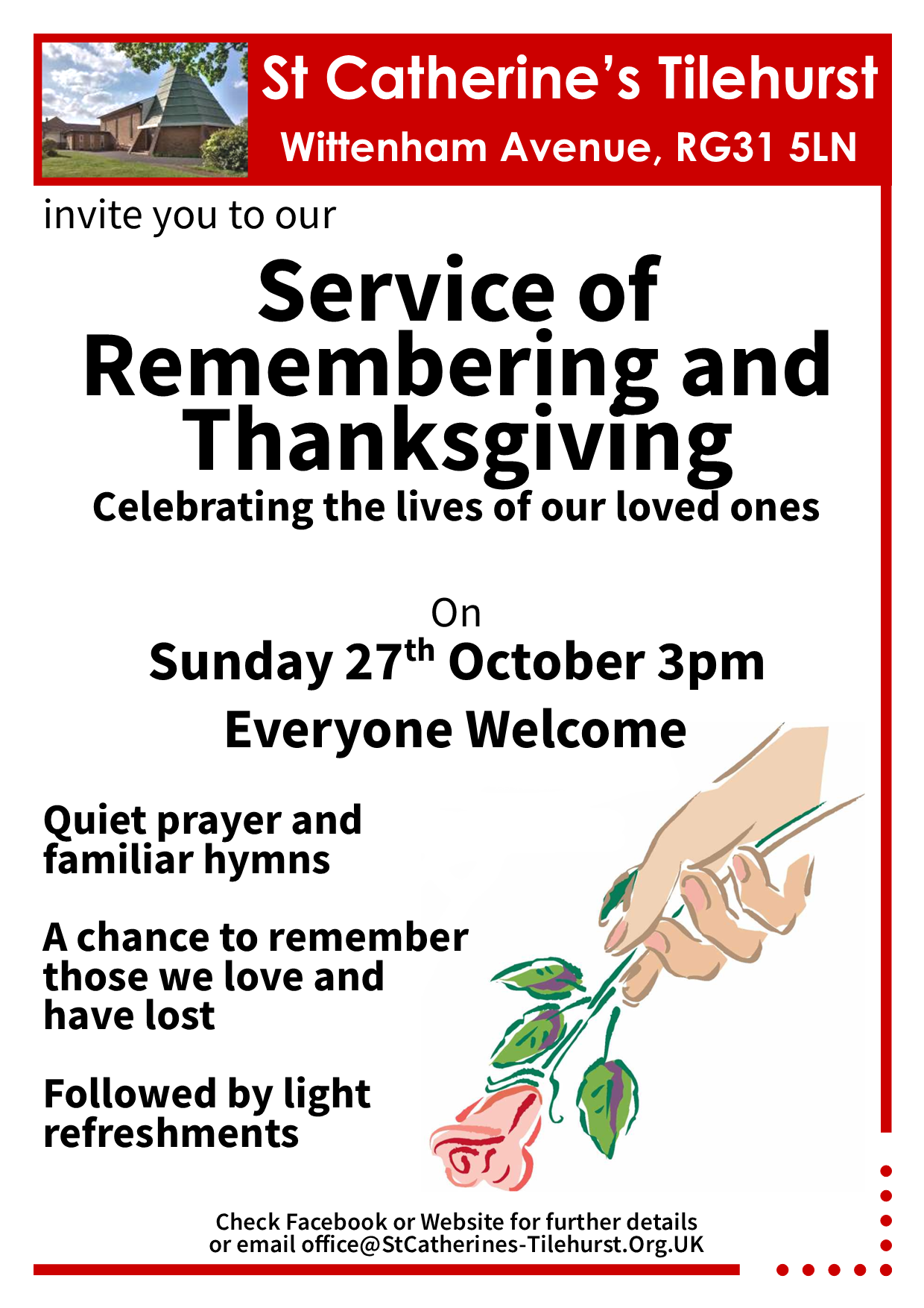 Memorial Service – 3pm Sunday 27th October – St Catherine's